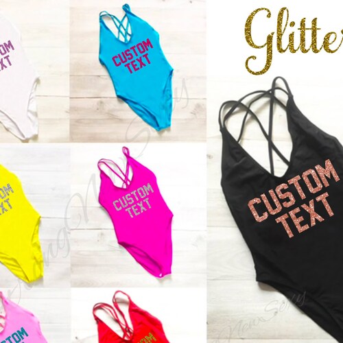 Custom Text Swimsuit Personalized Swimsuit High Cut - Etsy