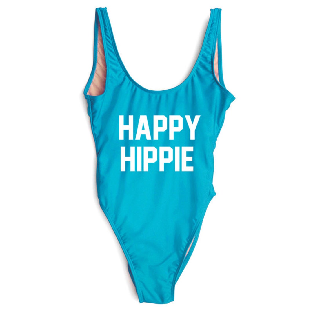 Happy Hippie Bathing Suit. Bachelorette Swimsuit. One Piece. - Etsy