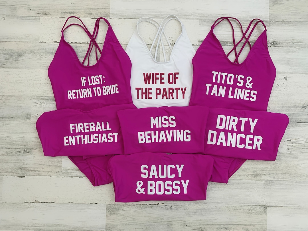 Custom Bachelorette Swimsuit, Personalized Bride Squad Bathing Suit ...