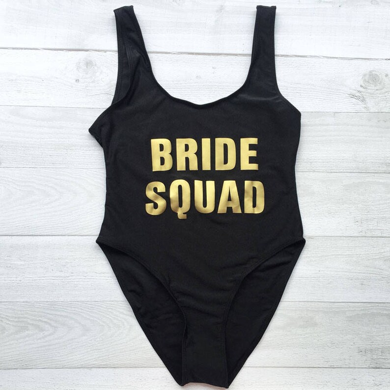 Bride Squad Swimsuit One Piece Swimsuit Bachelorette Bathing Etsy