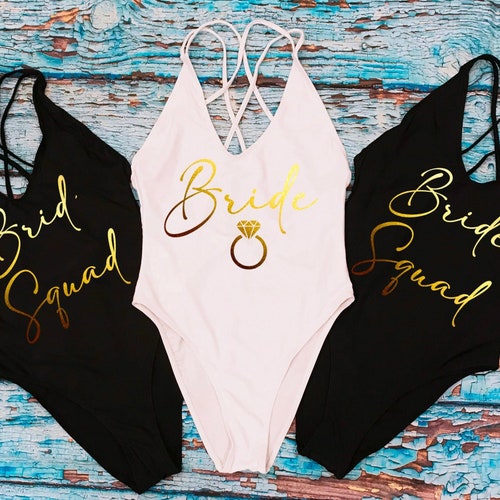 Bride Swim One Piece Swimsuit Bachelorette Bathing Suit Etsy