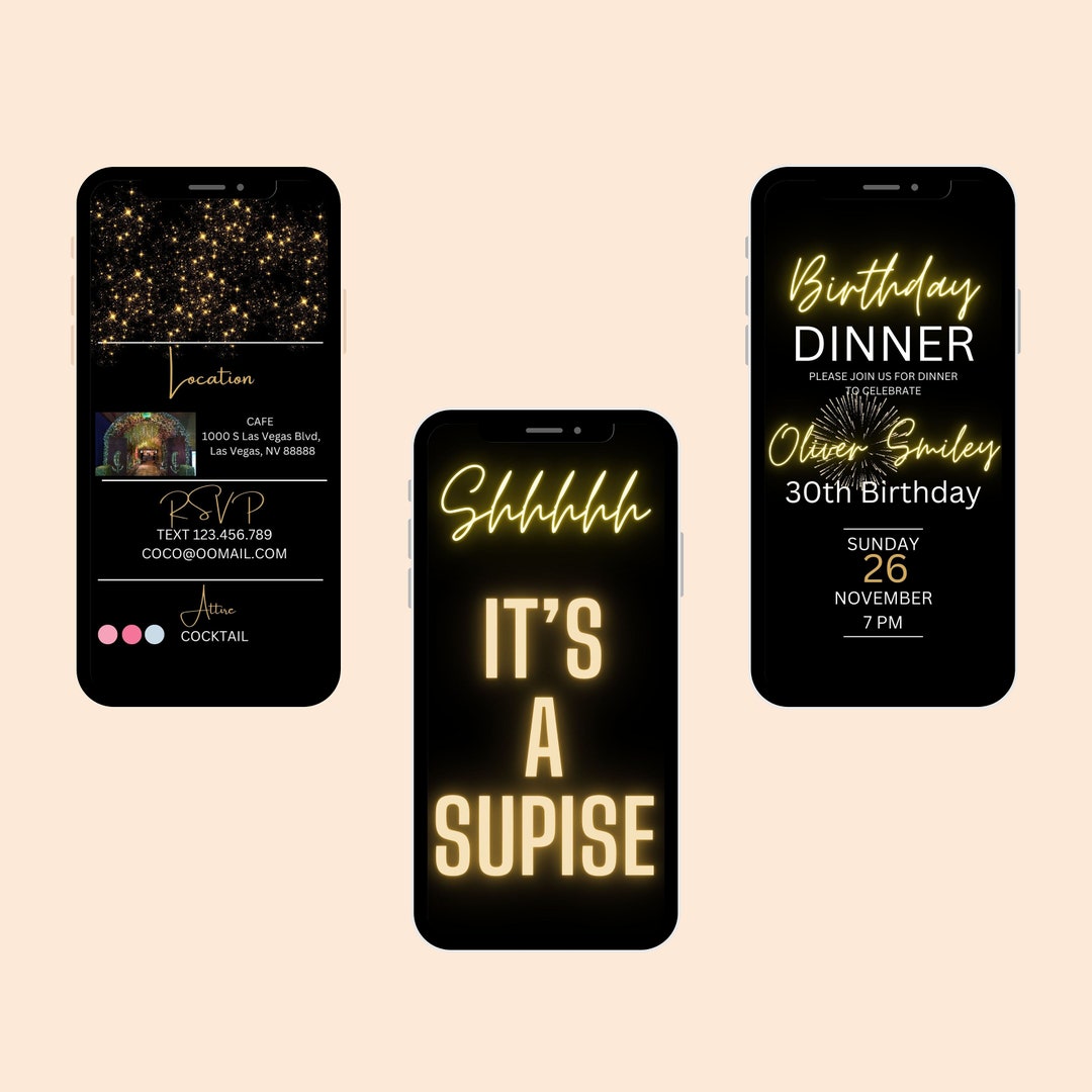 Digital Birthday Invitation.digital Party Invite Video.surprise ...