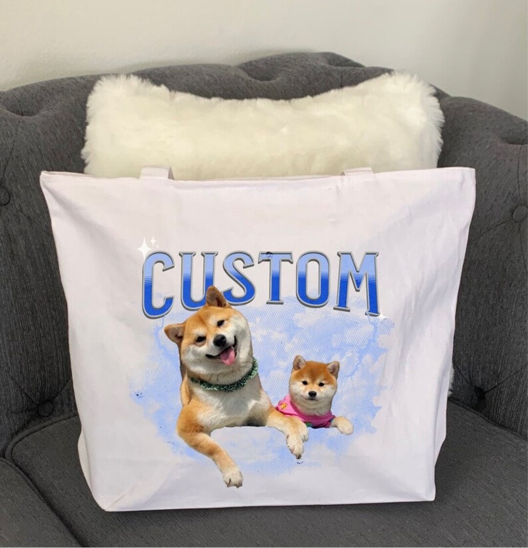 Custom Pet Tote Bag, Custom Pet Portrait Tote Bag, Dog Mom Gift ...