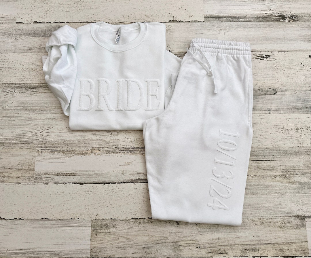 Embossed Bride Sweatshirt, Mr and Mrs Tracksuit, Honeymoon Sweatshirt ...