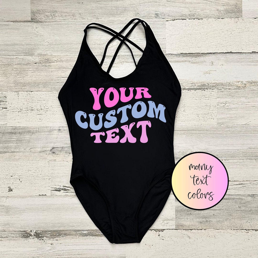 Custom Text Swimsuit, Personalized One Piece Swimsuit, Custom ...