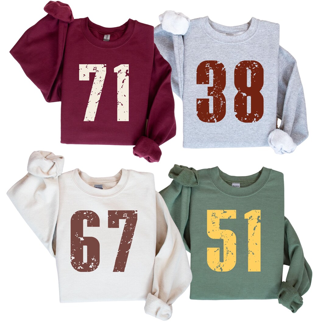 Football Custom Number, Distressed Varsity 0–99 Crewneck, Game Day ...