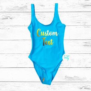 Custom Text Personalized Swimwear. Bachelorette Swimsuit. S. M. L. XL ...