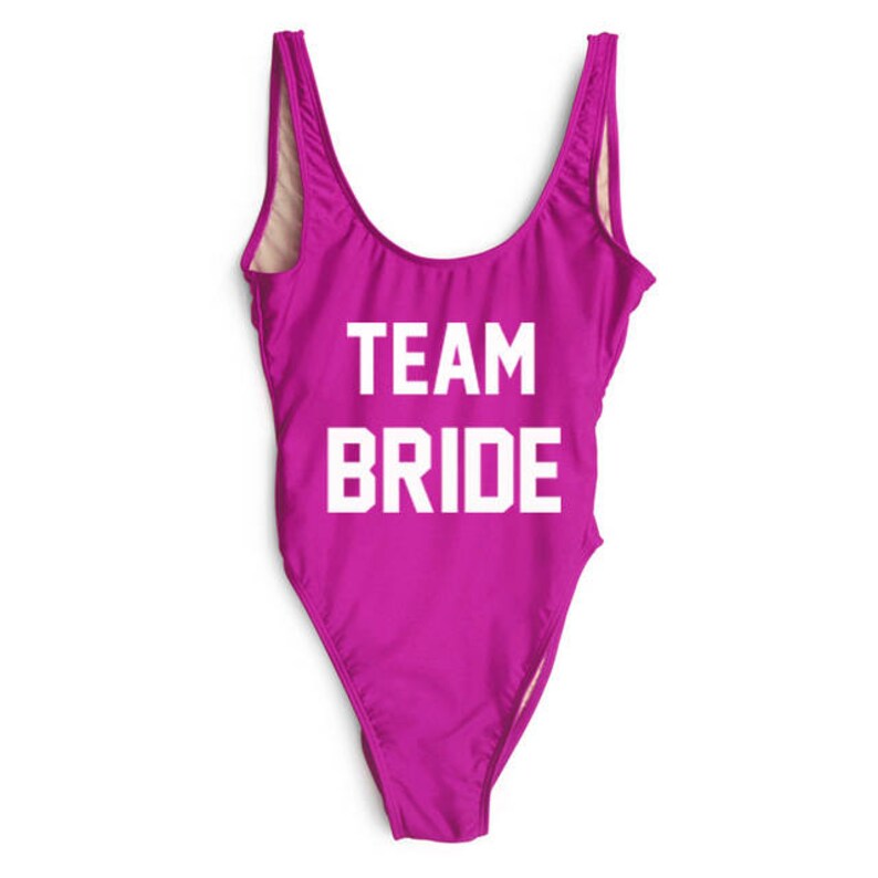 Team Bride Swimsuit One Piece Swimsuit Bachelorette Bathing Etsy