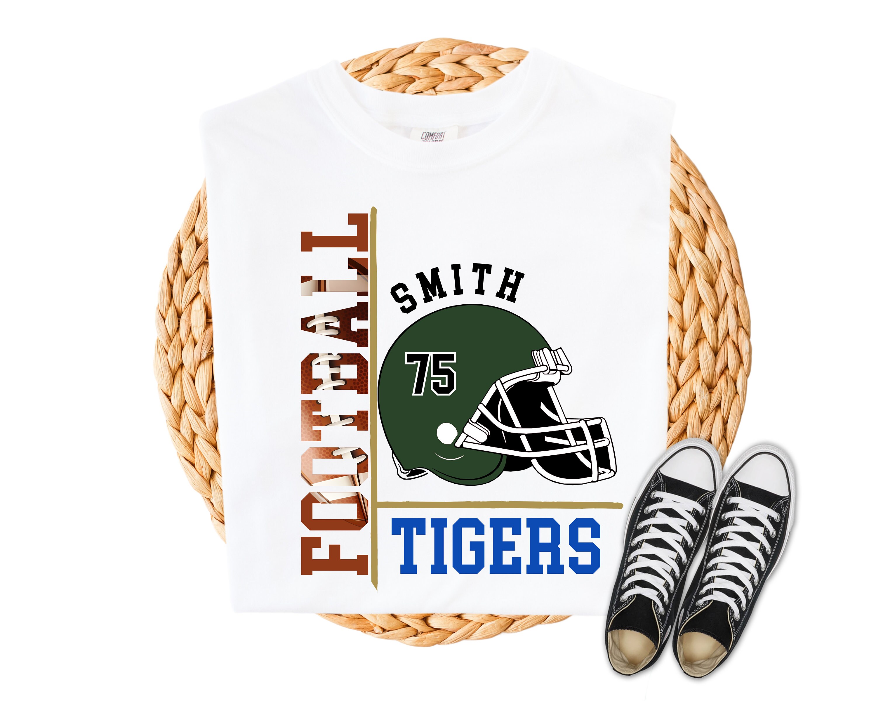 Comfort Colors Custom Football Shirt, Football Team Name and Number ...