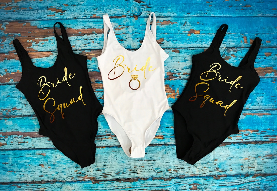 Bachelorette Bathing Suit. Honeymoon Swimwear. Bride Squad Swimsuit ...