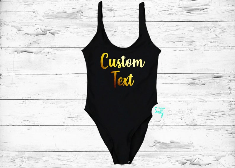 Custom Text Personalized Swimwear Bachelorette Swimsuit S Etsy
