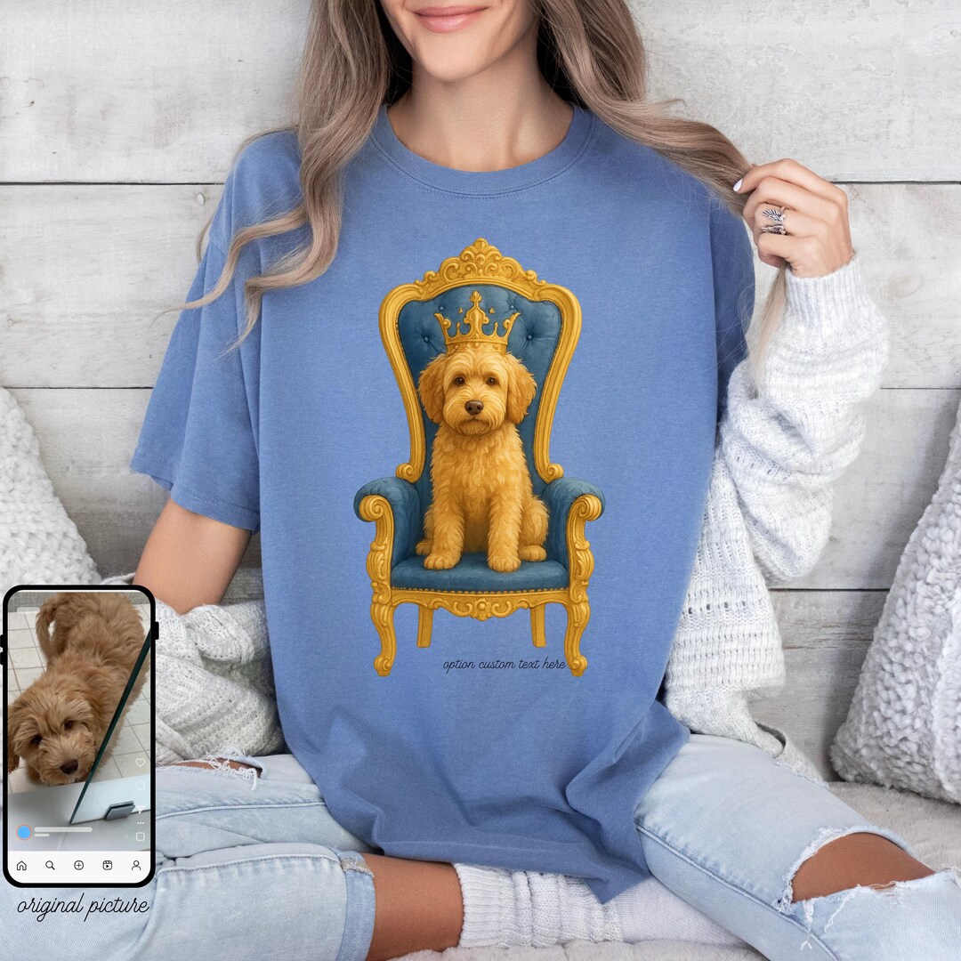 Royal Dog Portrait Shirt, Custom Pet on Throne Tee Comfort Colors, Dog ...