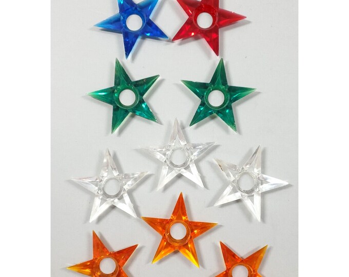 10 Vintage Noma Glo Stars Lucite Plastic C7 Tree Light Christmas ...