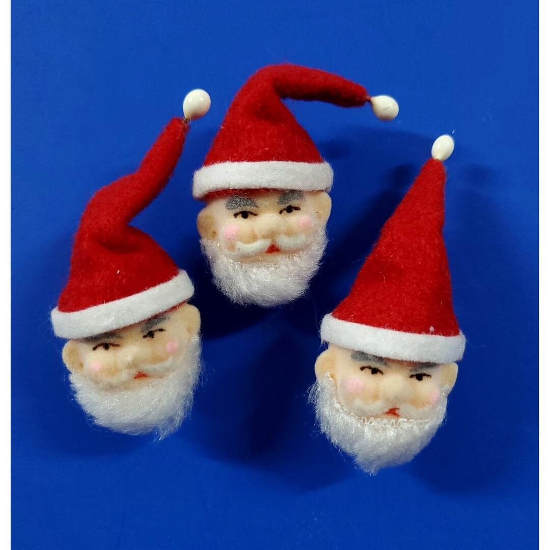 3 Vintage Mini Santa Head Christmas Refrigerator Magnets - Etsy