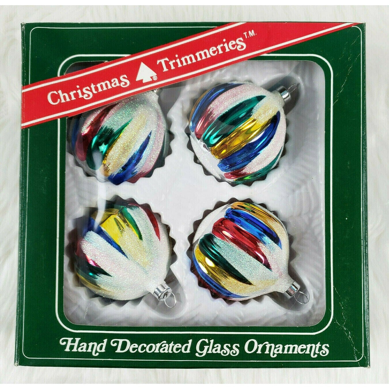 Home Décor Vintage NOS Shiny Brite Poloron 6 Rainbow Stripe Plastic ...