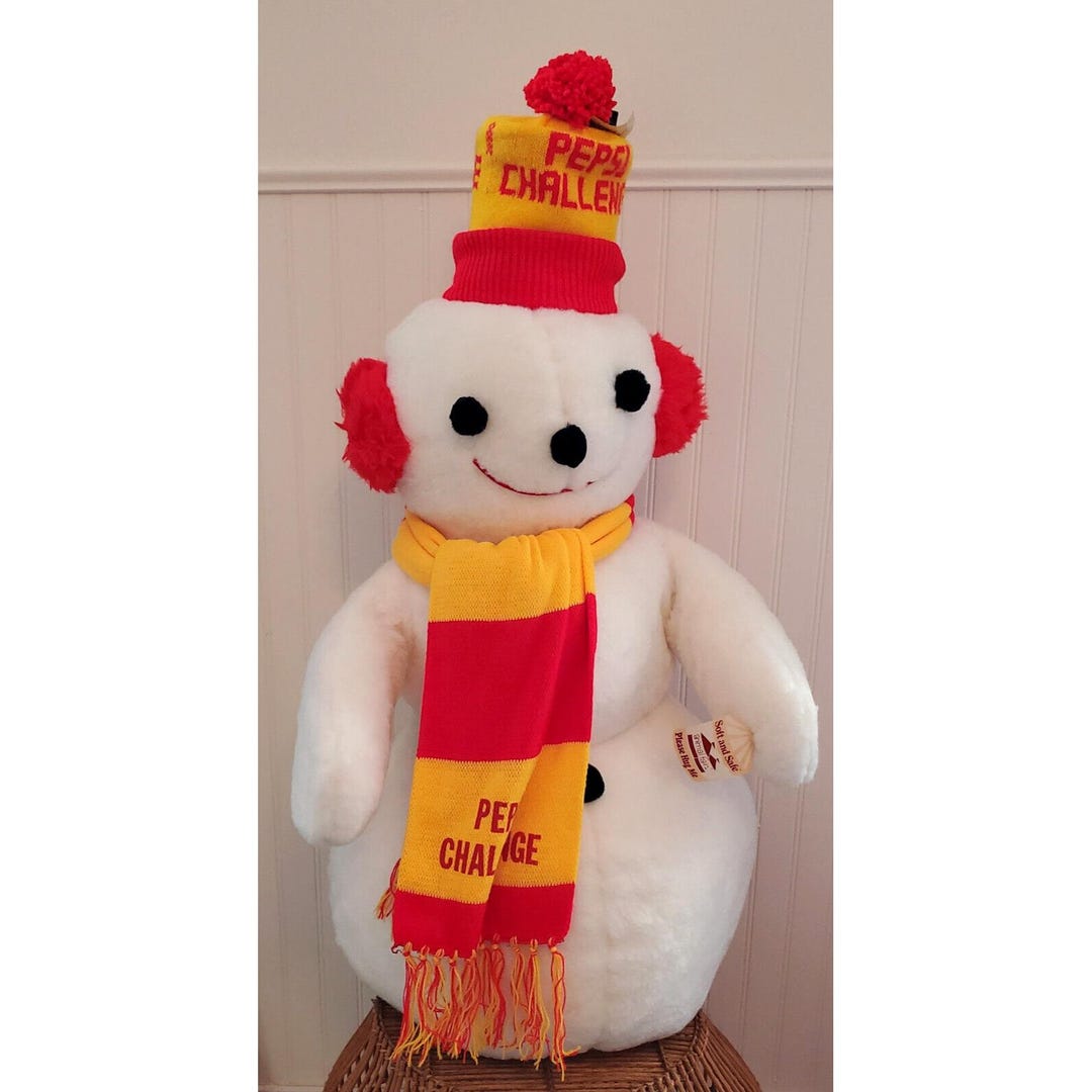 Vintage Pepsi Challenge 36" Snowman Store Display Christmas Plush ...