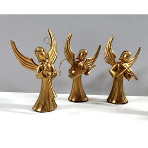 4 Vintage Mod Plastic Angel Musical Instrument Christmas Figurines Hong ...