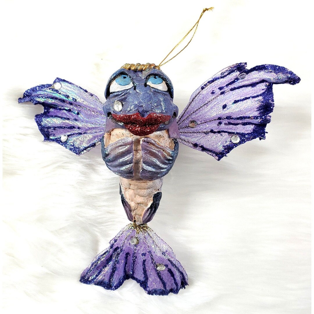 Vintage December Diamonds Angelica the Angel Fish Purple Christmas ...