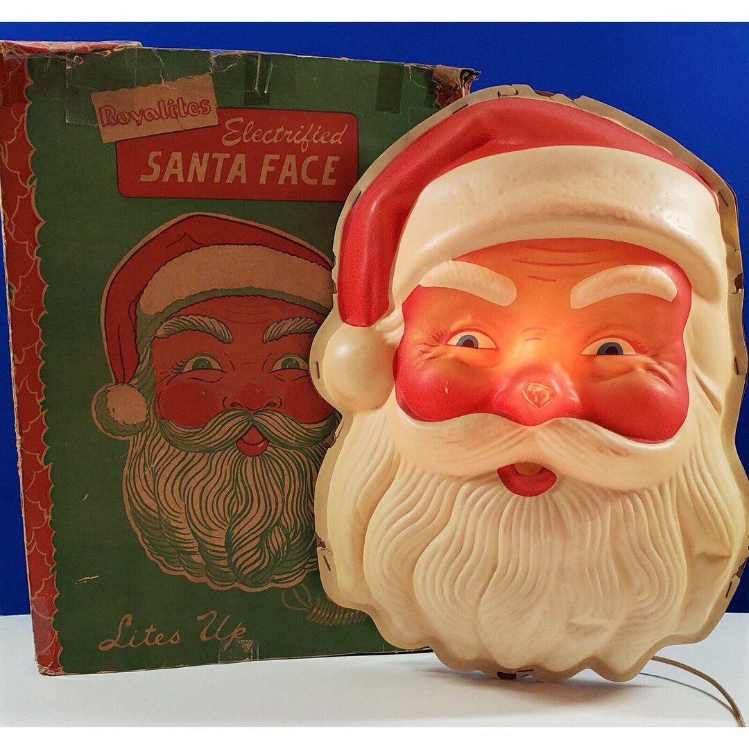 Vintage Royalite Electrified Light up Santa Claus Face Christmas ...