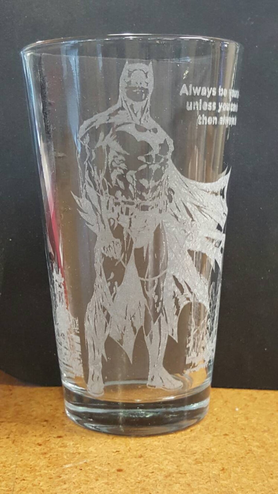 Batman - the Dark Knight and City of Gotham - Laser Etched Pint Glass ...