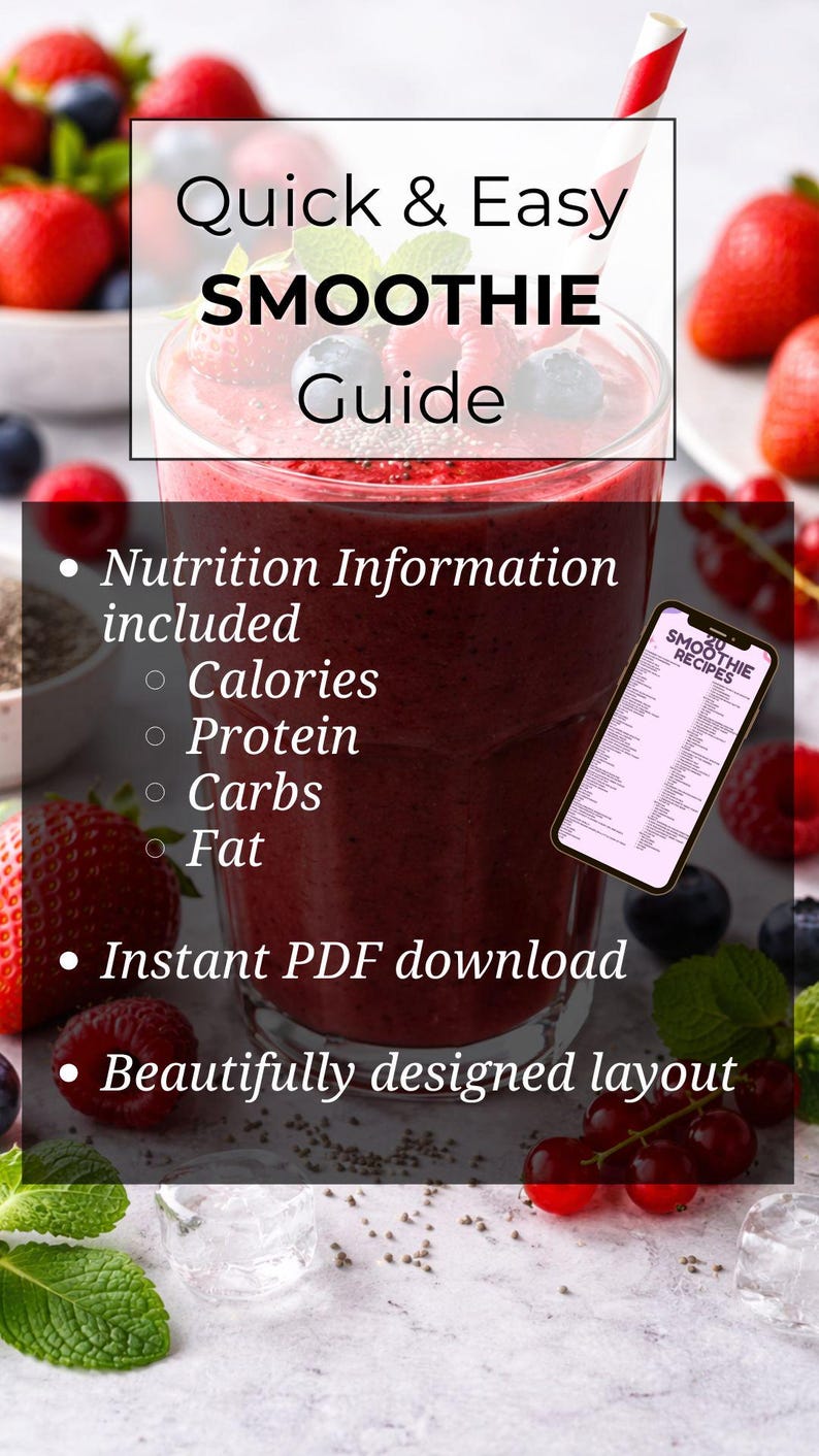 20 recettes de smoothies sains PDF imprimable | Smoothies rapides et ...