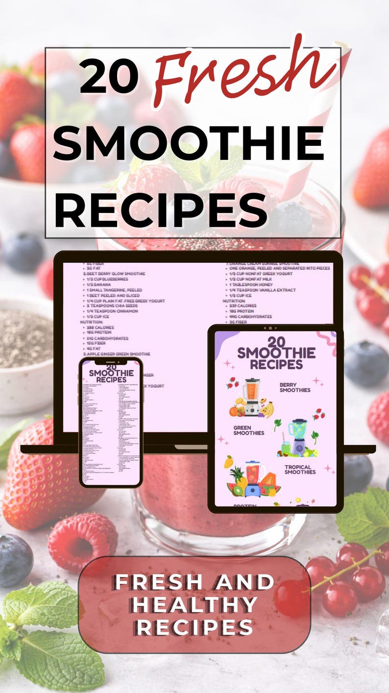 20 recettes de smoothies sains PDF imprimable | Smoothies rapides et ...