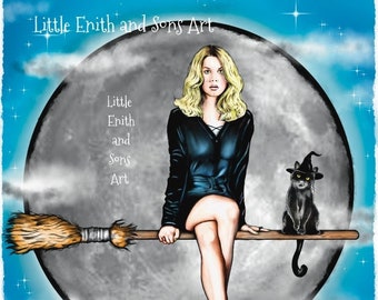 Bewitched Print Samantha Stephens the Flintstones Elizabeth Montgomery ...