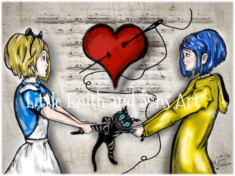 When Coraline Meets Alice - Art Print, Magnets and Stickers, Fairytale ...