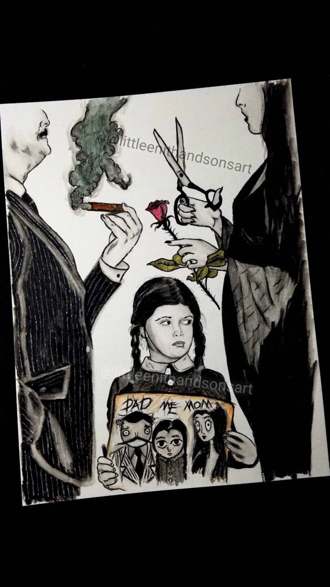 Little Wednesday Addams Art Print the Addams Family | Etsy