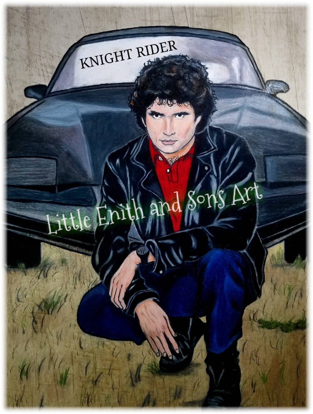 Knight Rider TV Character Art Print Kitt, Michael Knight, David ...