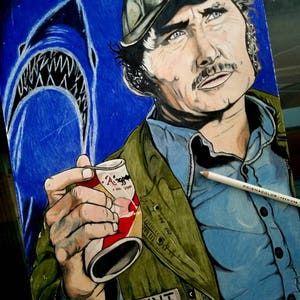 JAWS - Quint Movie Character Art Print, Magnets and Stickers - Vintage ...
