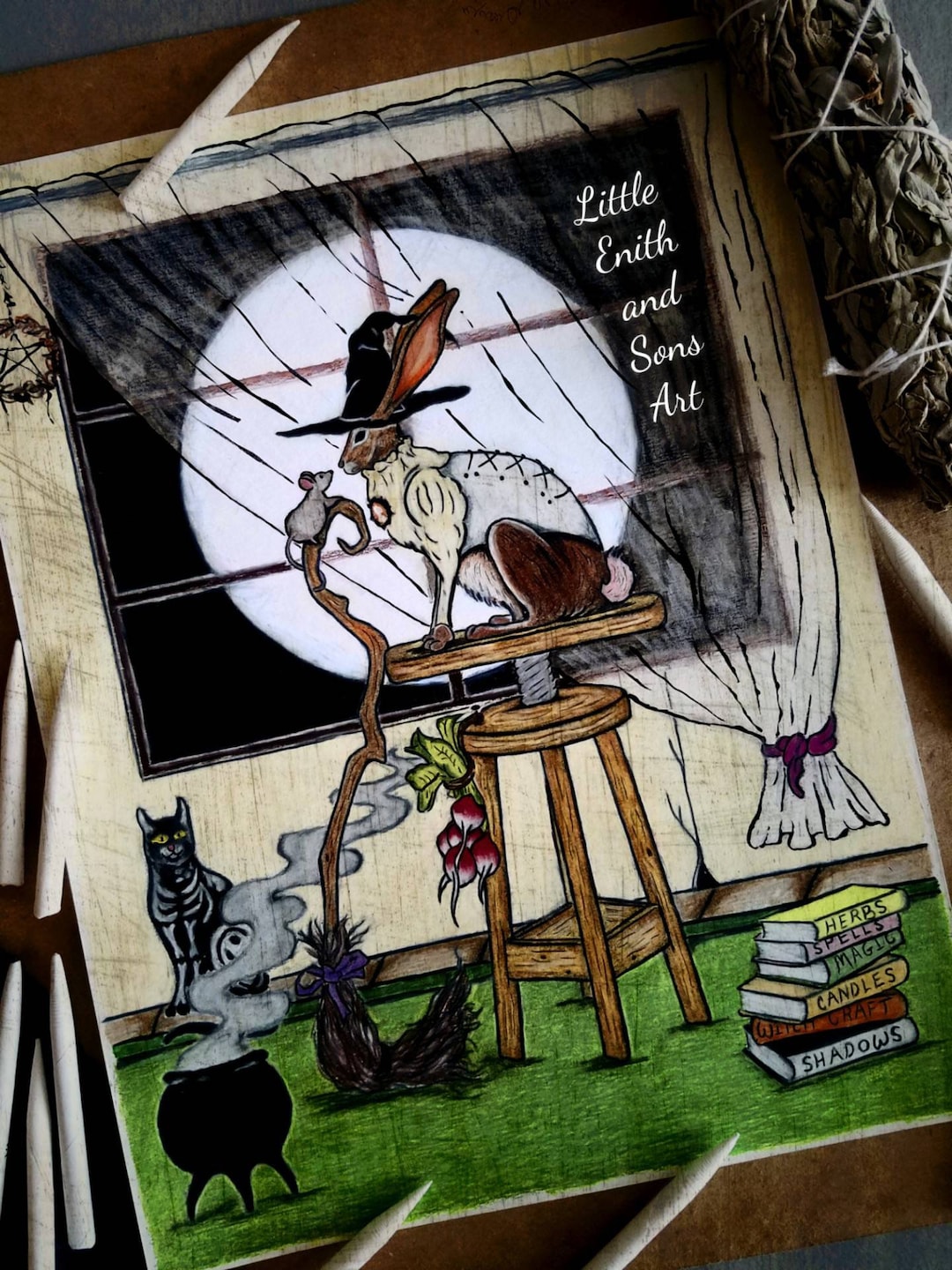 The Grand Hare Witch Fantasy Art Print Rabbit Witchy - Etsy