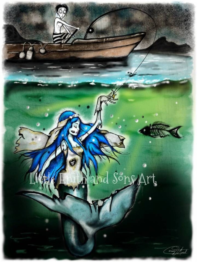 Corpse Bride Mermaid Fantasy Art Print Emily Corpse Bride - Etsy