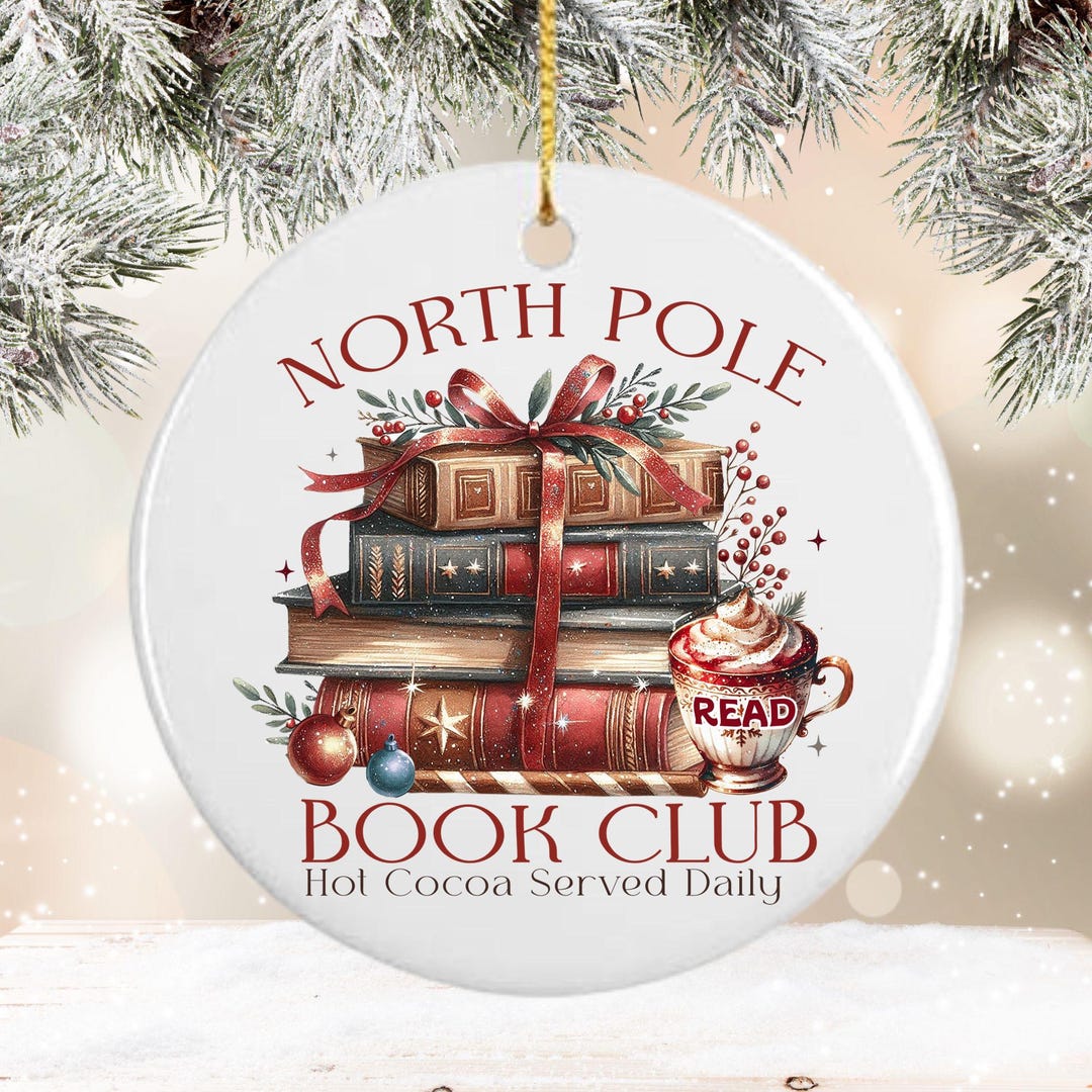 North Pole Book Club Christmas Ornament Gift Back Can Be Personalized ...