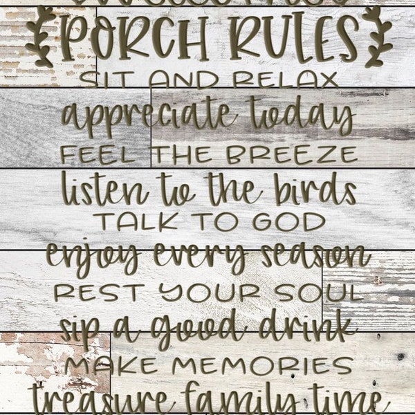 Porch Rules Sign - Etsy