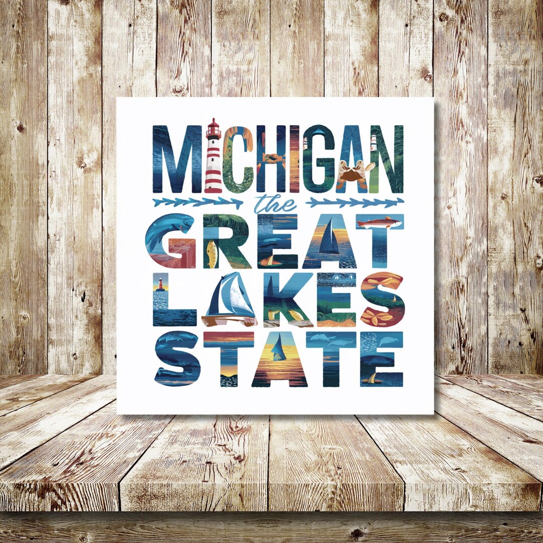 Michigan the Great Lakes States Sign Gift Choose Style and Size Mitten ...
