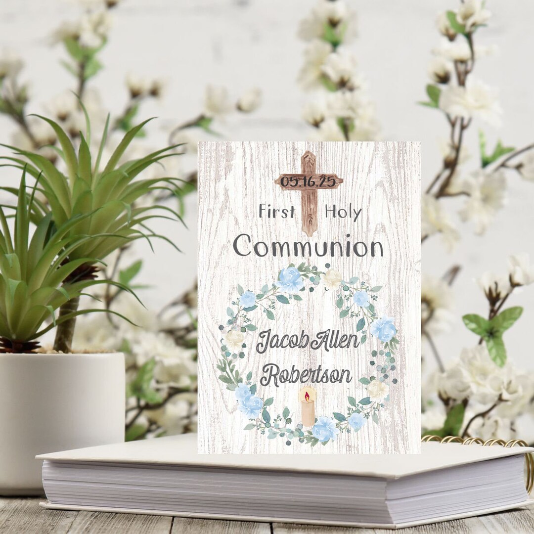 Boys Holy First Communion Personalized Keepsake Wall Sign or Sitter ...