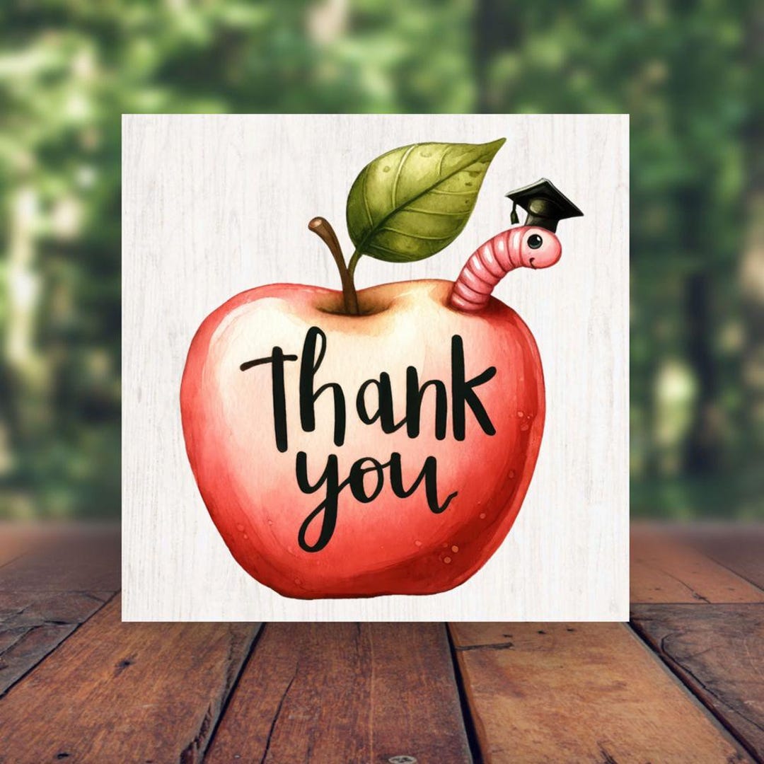 Thank You Teacher Apple Worm Sign Gift Multiple Sizes Styles Great ...