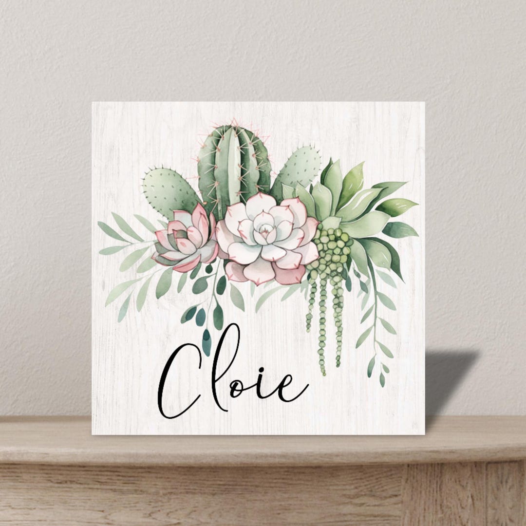 Personalized Name Succulent Plants Sign or Sitter Desk Office Tray ...