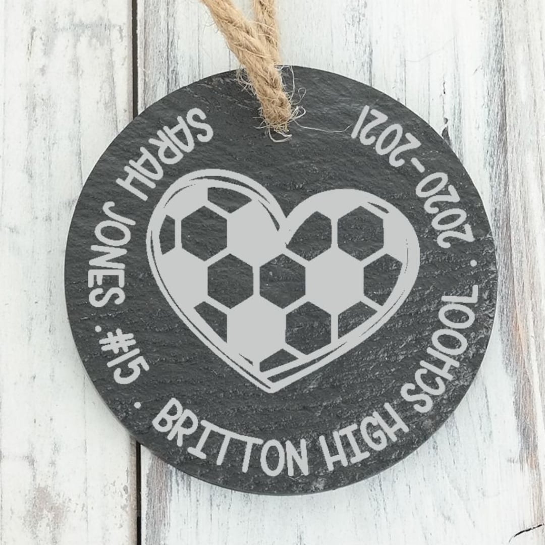 Personalized Soccer Heart Futsal Team Player Slate Ornament Great Gift ...