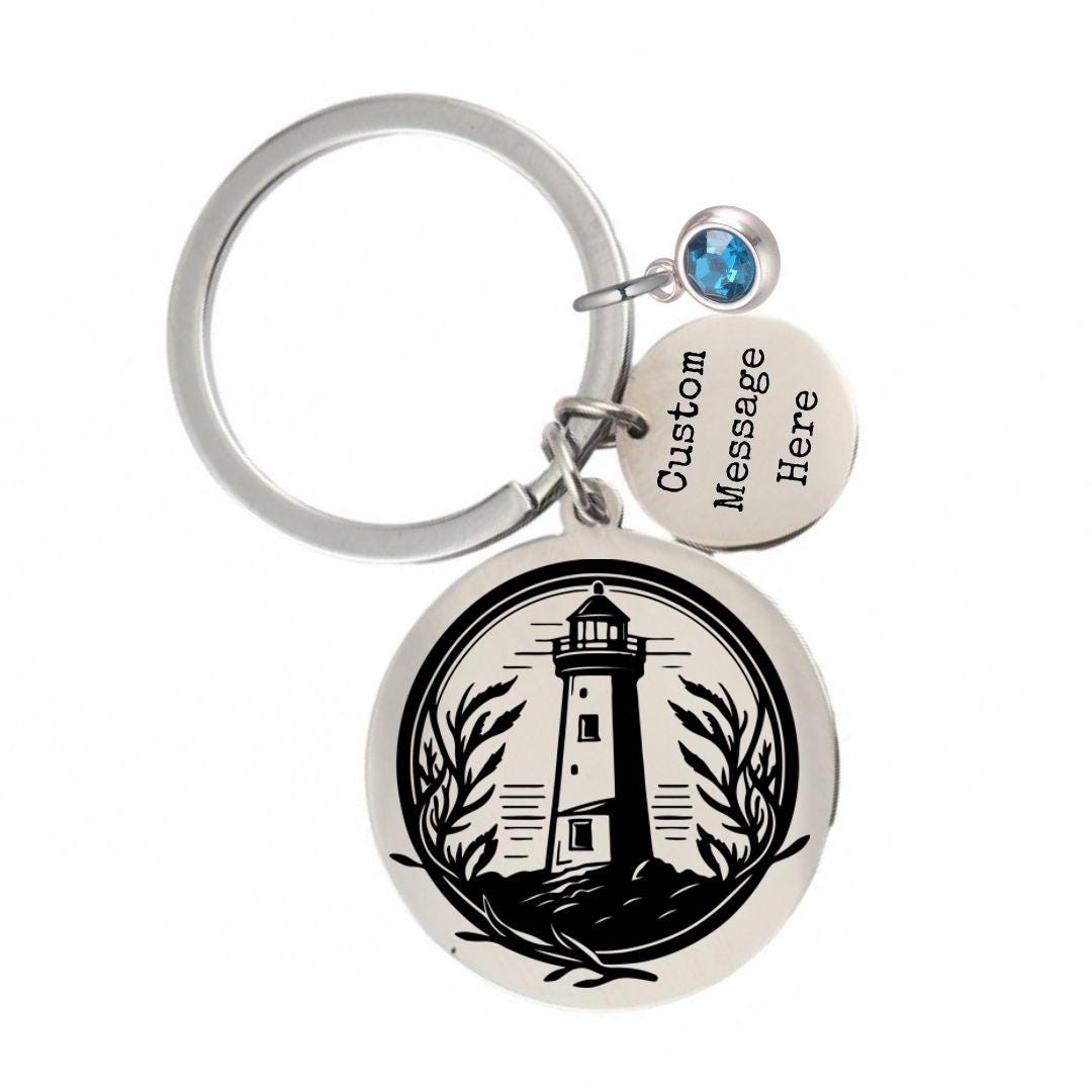 Personalized Lighthouse Key Chain Back Can Be Custom Engraved With ...