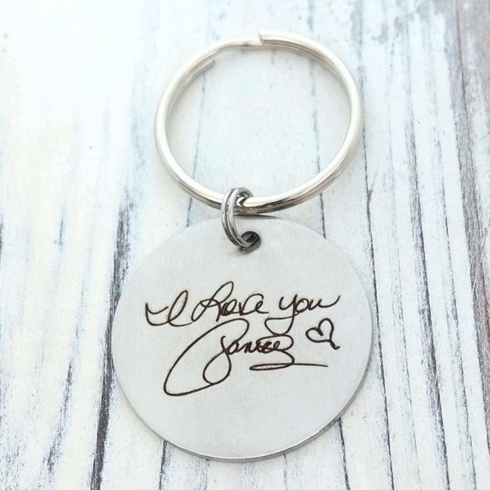 Actual Handwriting Personalized Key Chain Engraved ROUND Can | Etsy