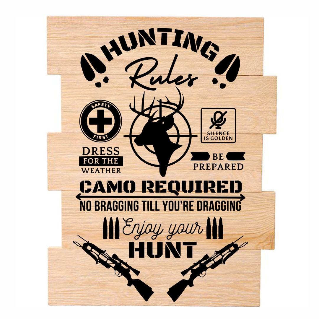 Hunting Rules Sign Gift for Dad Husband Outdoorsman Multiple Sizes ...