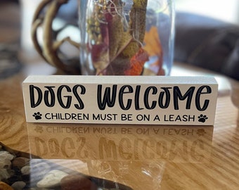 DOGS WELCOME Children Must Be on A Leash Funny Aluminum Sign for Dog ...