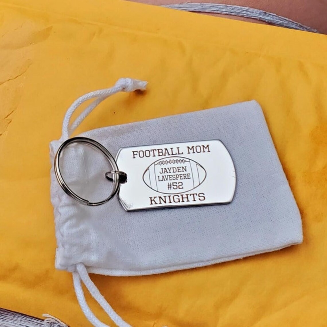 Football With Name and Number Team Player Personalized Dog Tag Key ...