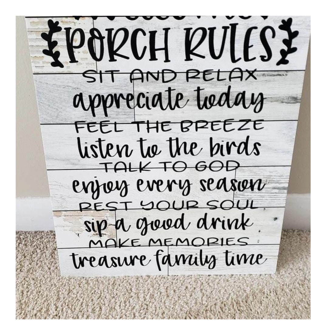 Personalized Porch Rules Sign | Custom Family Name | Farmhouse Welcome ...