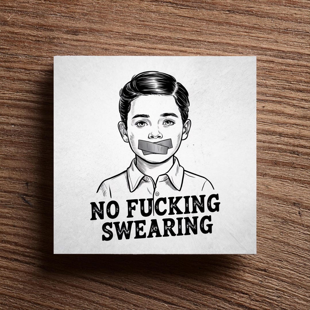 Funny No Swearing Sign – Sarcastic Wall Shelf or Desk Decor – Gag Gift ...