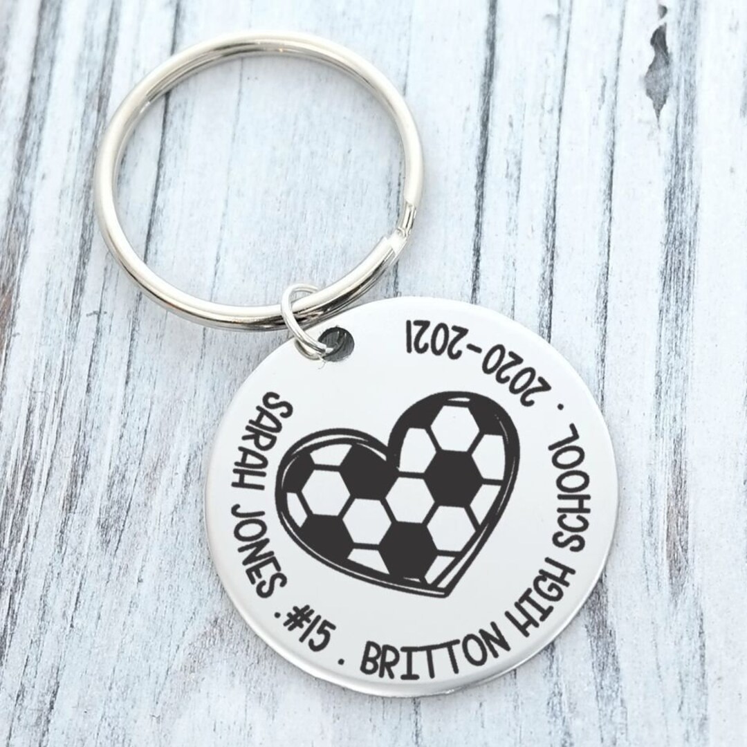 Soccer Heart Futsal Team Player Personalized Engraved Key Chain ...