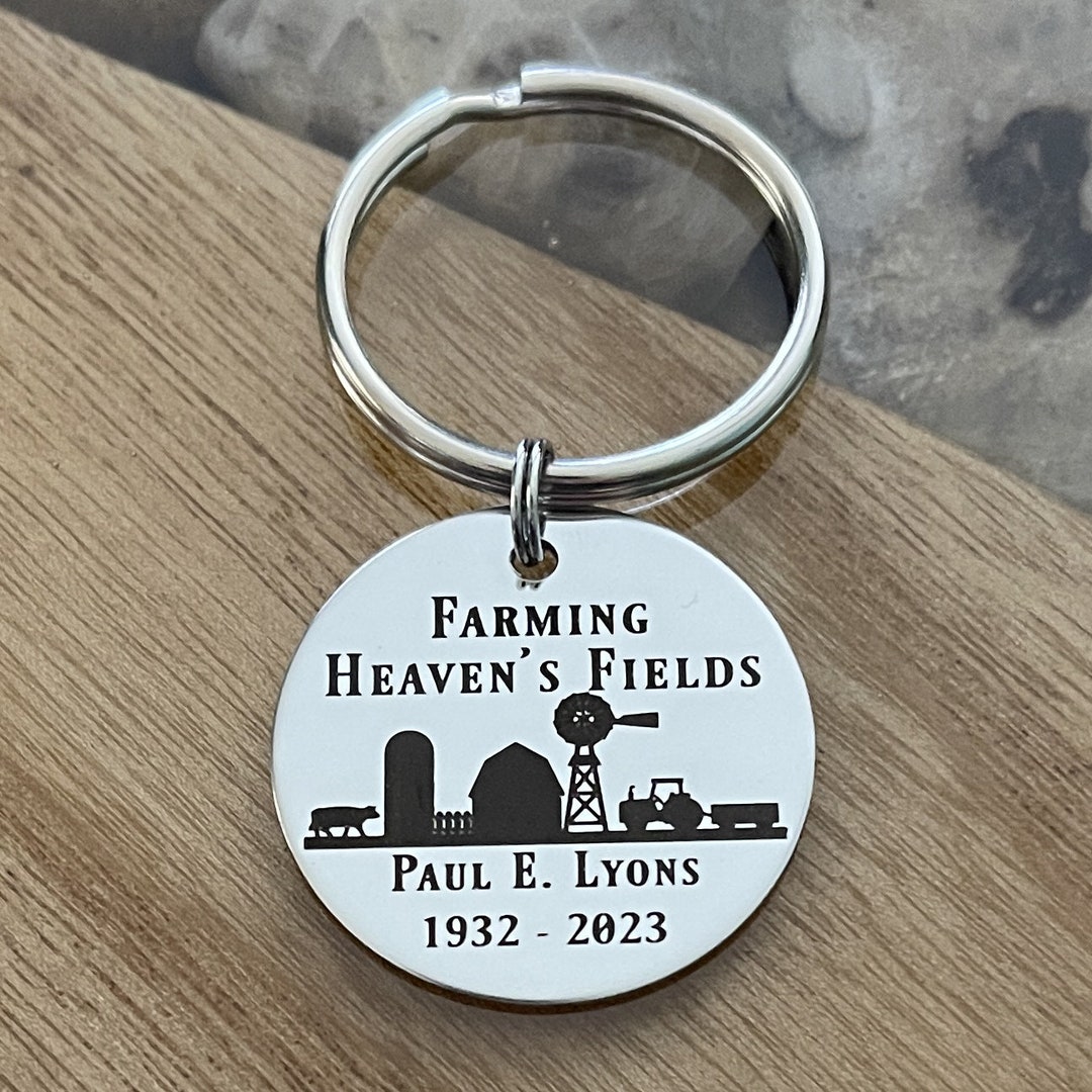 Personalized Farming Heaven's Fields Memorial Sympathy Key Chain Gift ...