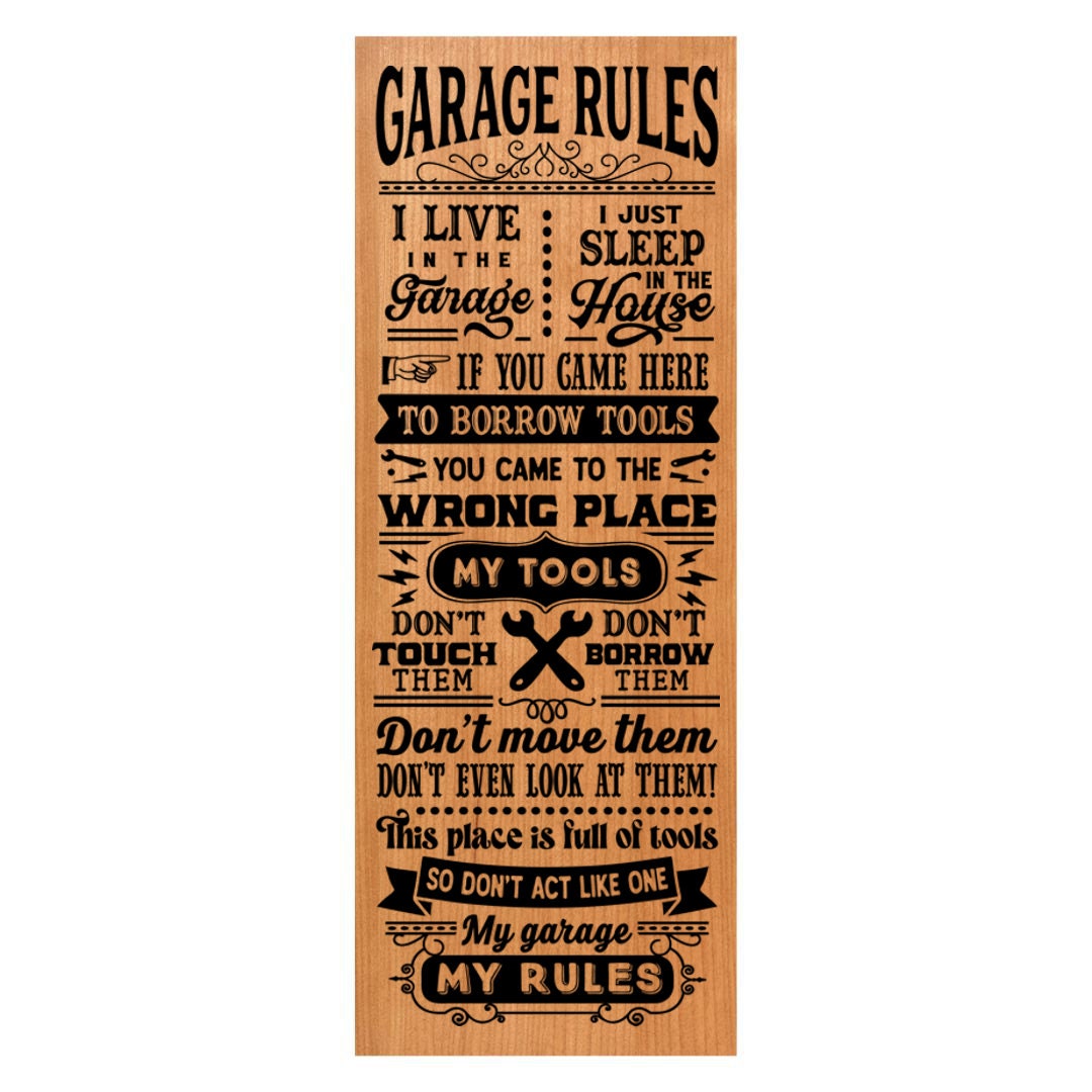 Garage Rules Wall or Table Sign Great Gift for Father's Day Dads ...